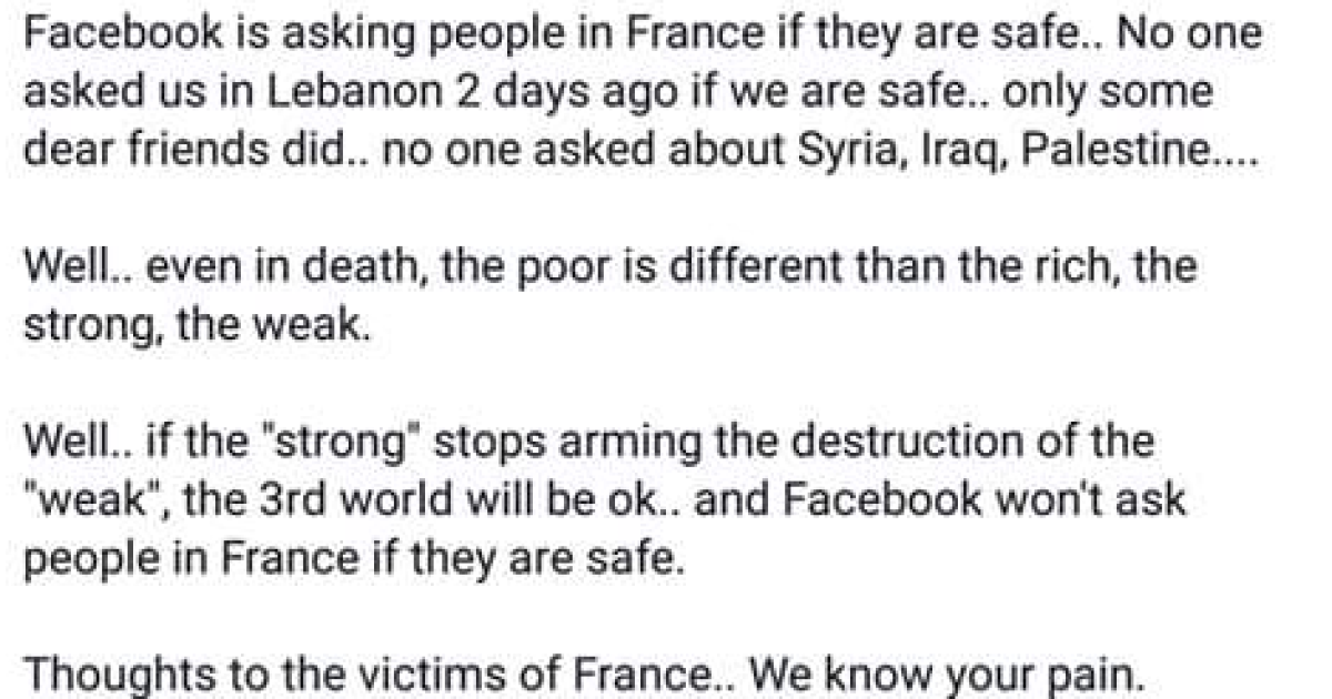 Facebook Safety Check Mark Zuckerberg criticised
