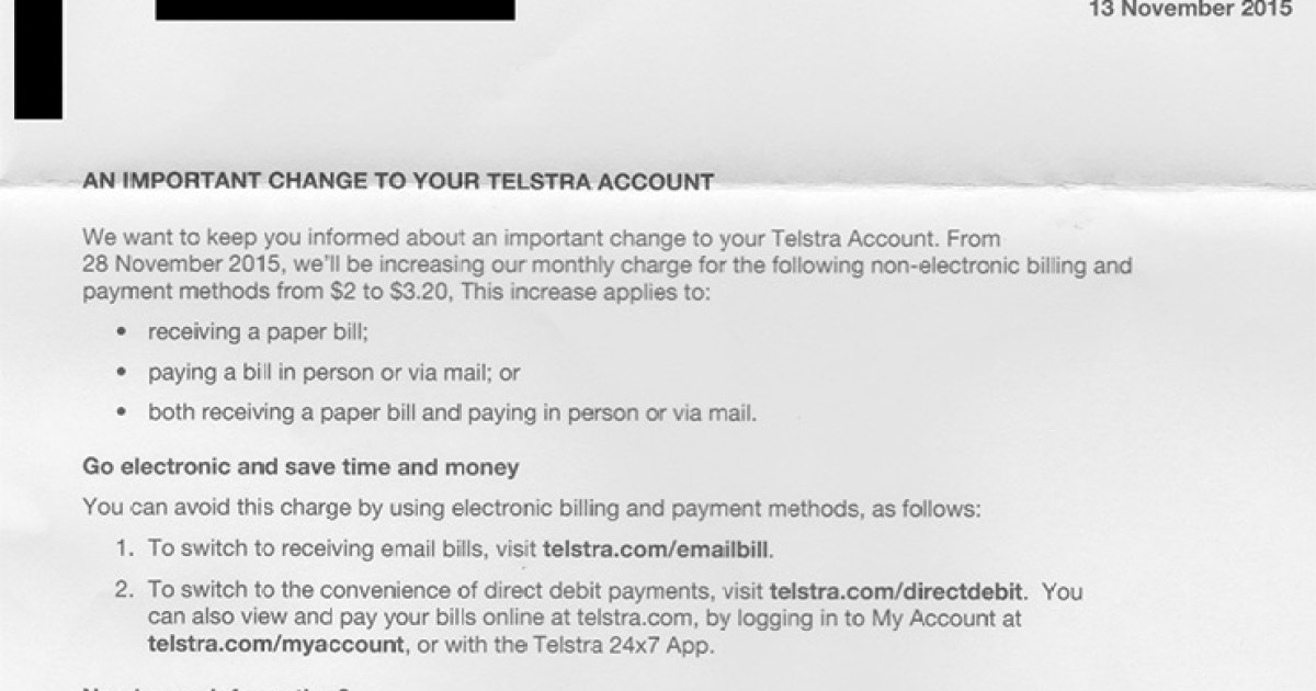 Telstra slammed for 'discriminatory' new billing charge | The New Daily