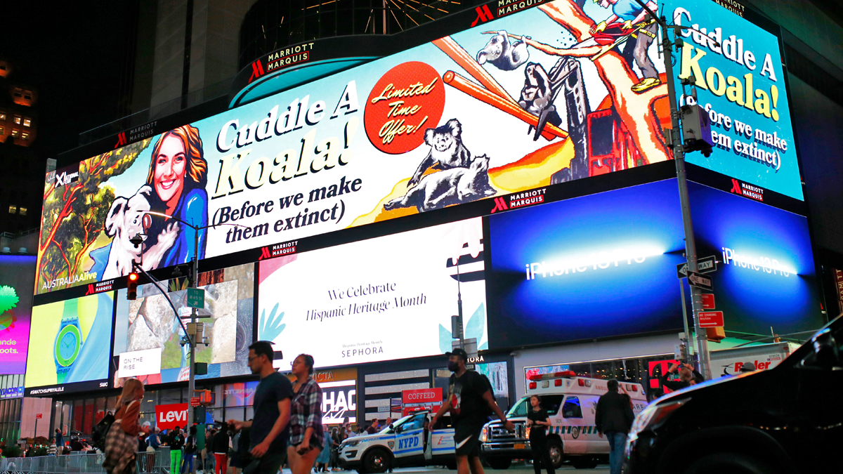 Dan Ilic lights up Times Square with Australian net zero message