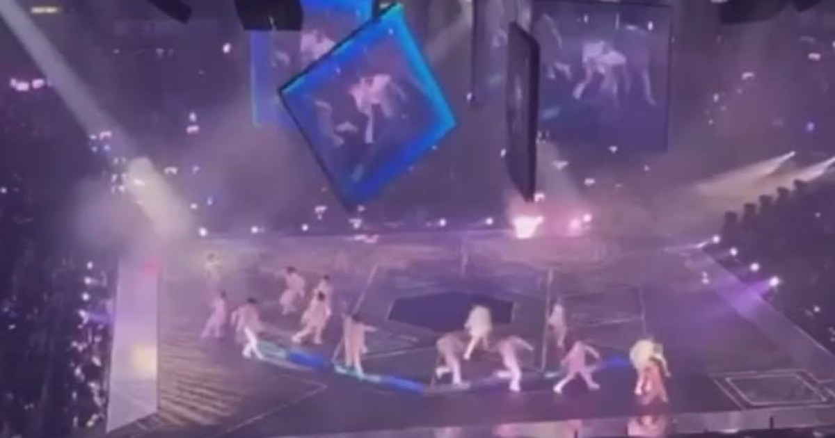 Horrifying footage shows boy band crushed by falling screen