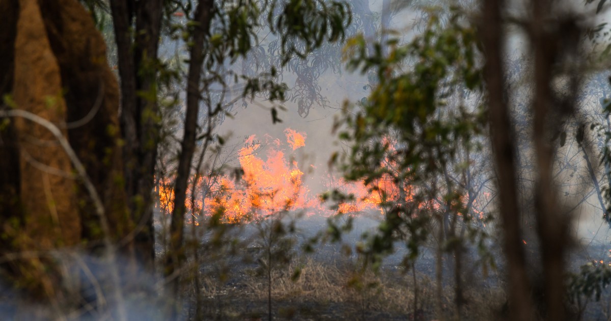 Large, fast fire threatens properties in western Qld