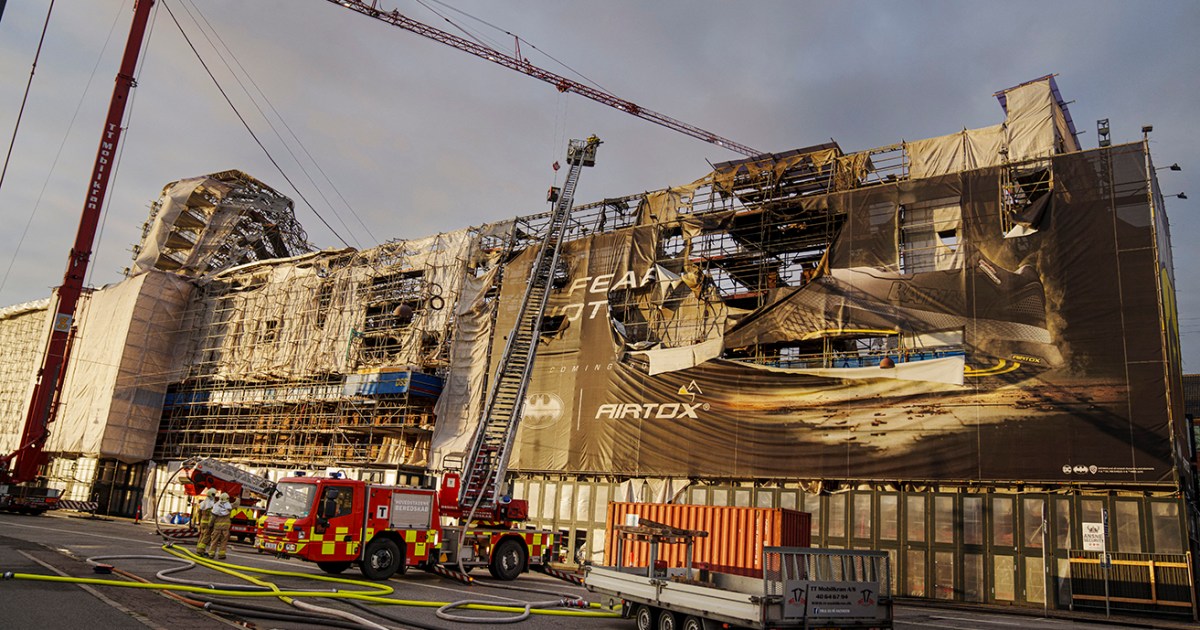 Blaze reduces part of famed Copenhagen building to shell