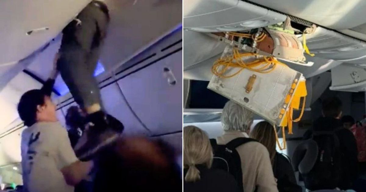 Man stuck in overhead after terrifying flight turbulence