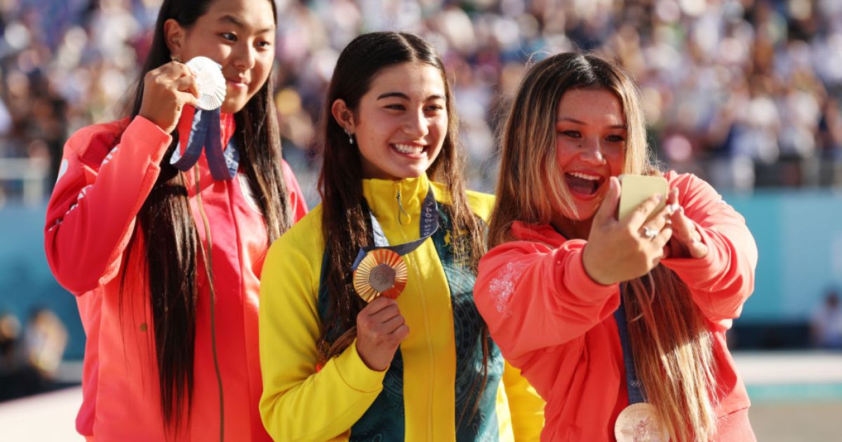 Skateboarder Trew, 14, wins historic Olympic gold medal