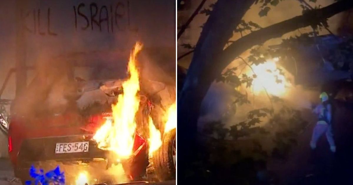 Car torched, houses targeted in antisemitic attack