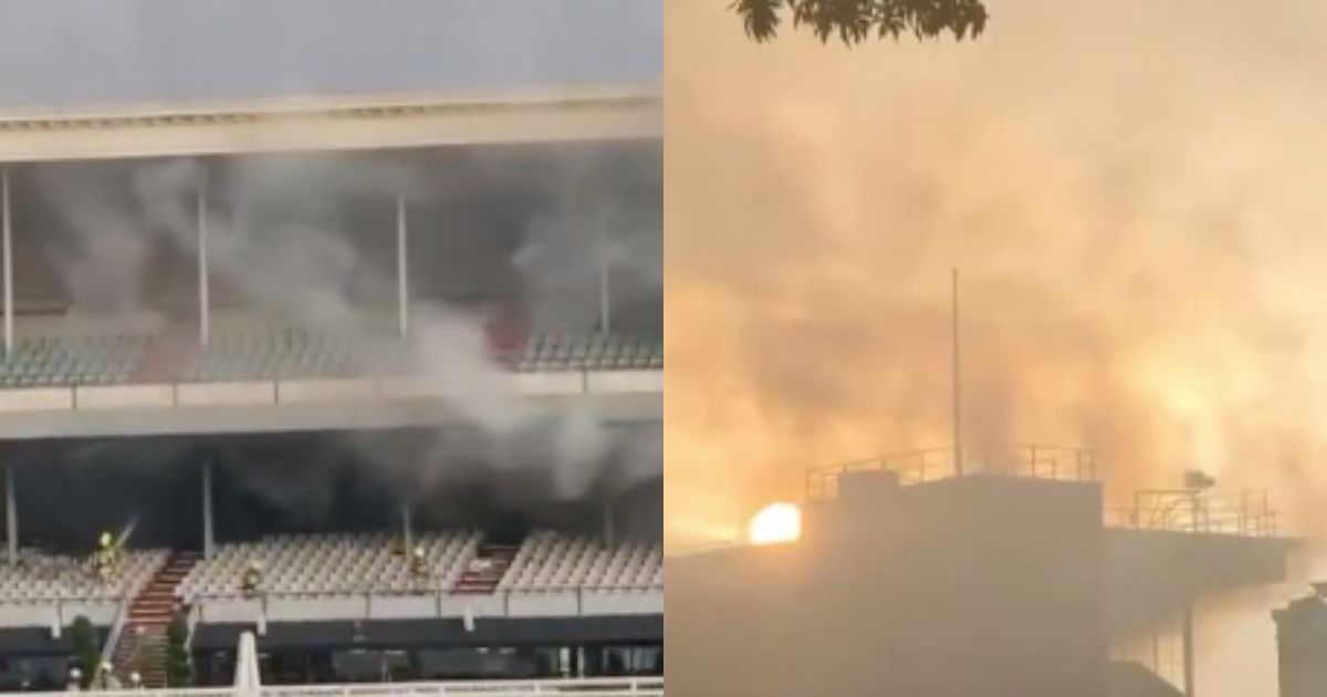Suspicious fire engulfs Caulfield Racecourse grandstand