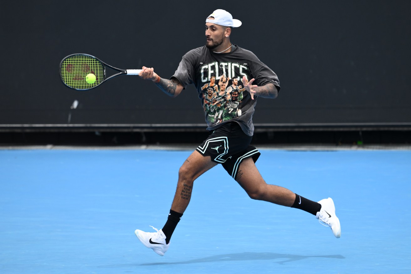 Kyrgios back out on court in pointer to Open play