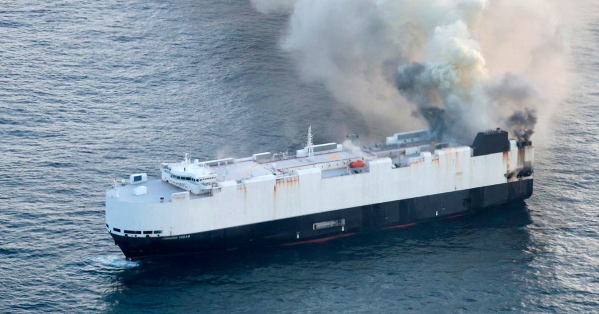 Crew abandons ship amid massive EV inferno