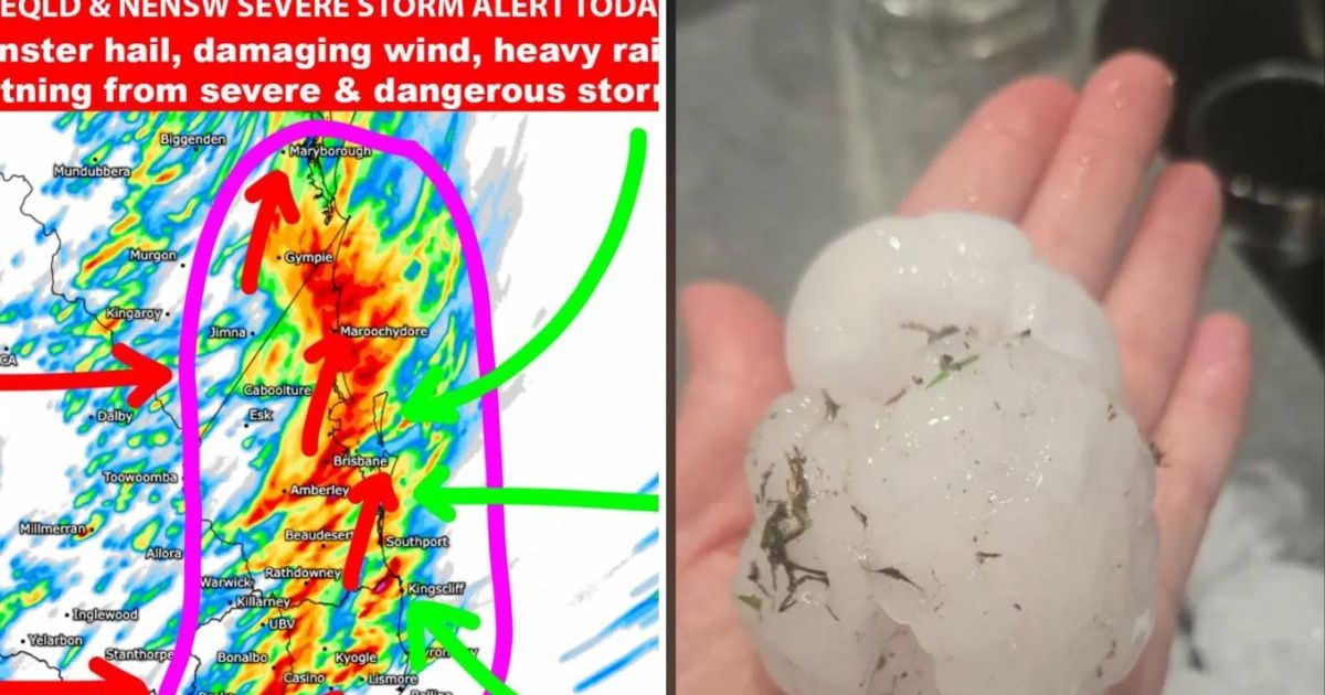 'Giant hail' as storms smash SE Qld, northern NSW